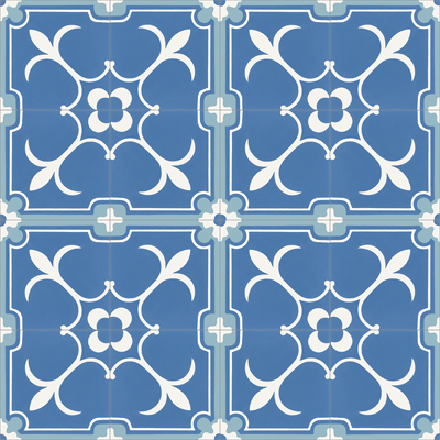 Liz Flower Blue 03 - Cement Tiles in Stock by Original Mission Tile