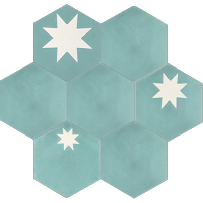 Hex Star Aqua 03 - Large - Cement Tiles in Stock by Original Mission Tile