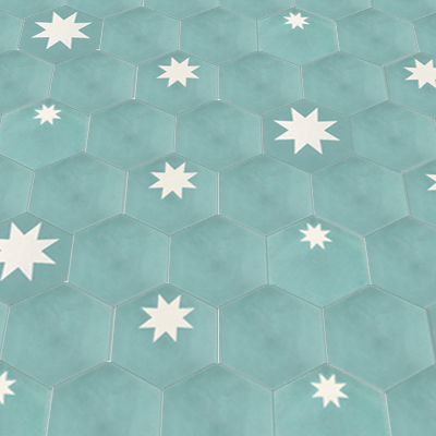 Hex Star Aqua 03 - Large - Cement Tiles in Stock by Original Mission Tile