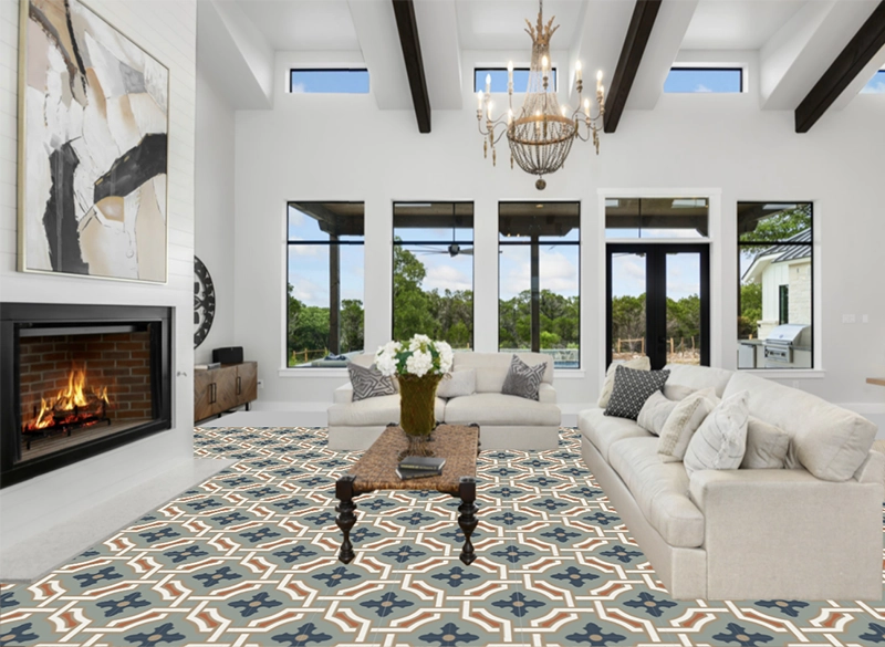 Elevate Your Living Room Space with Elegant Cement Tiles